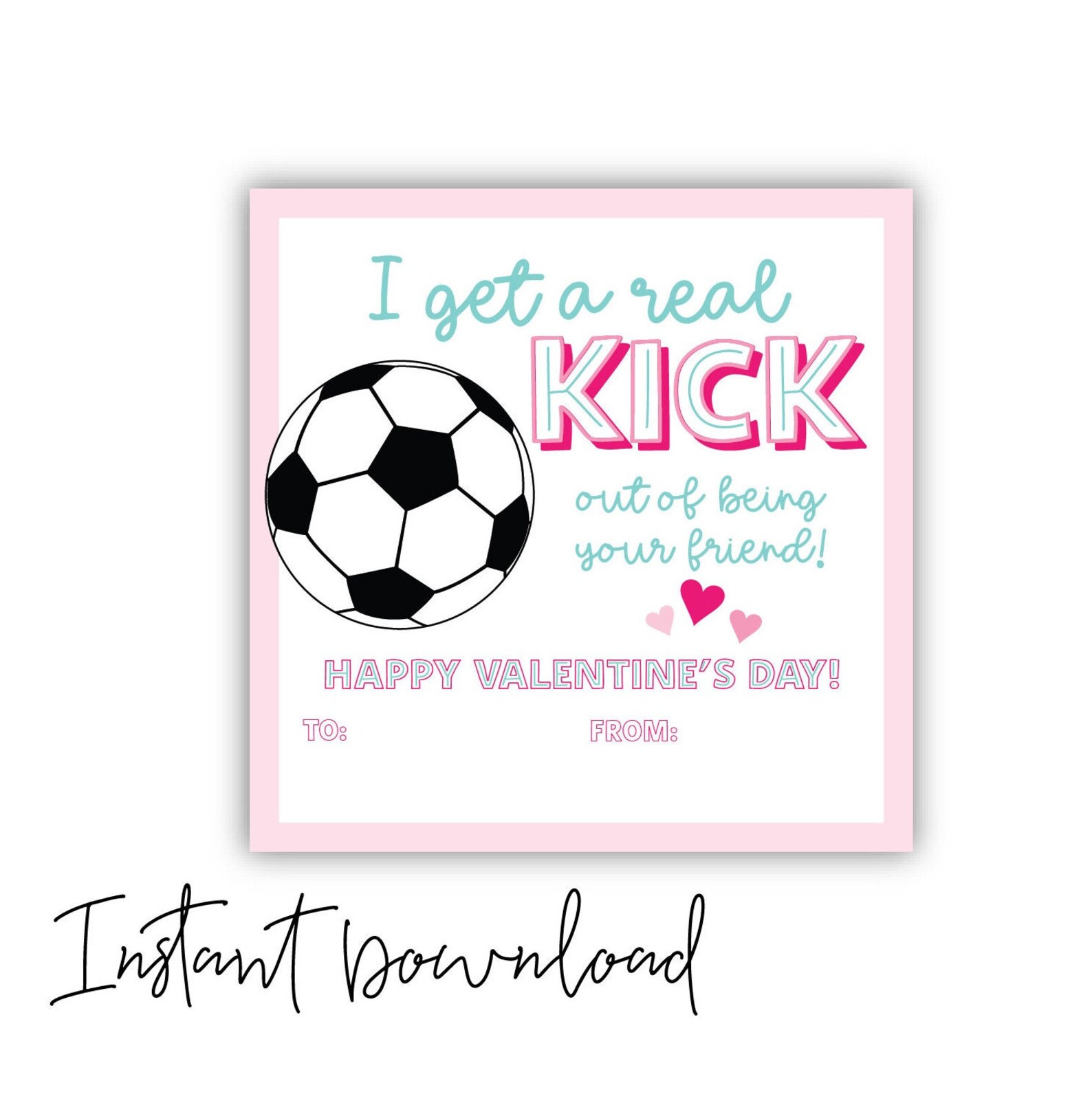 Soccer Valentine Tag Printable | Sports Valentine Favor Tags | Girl ...