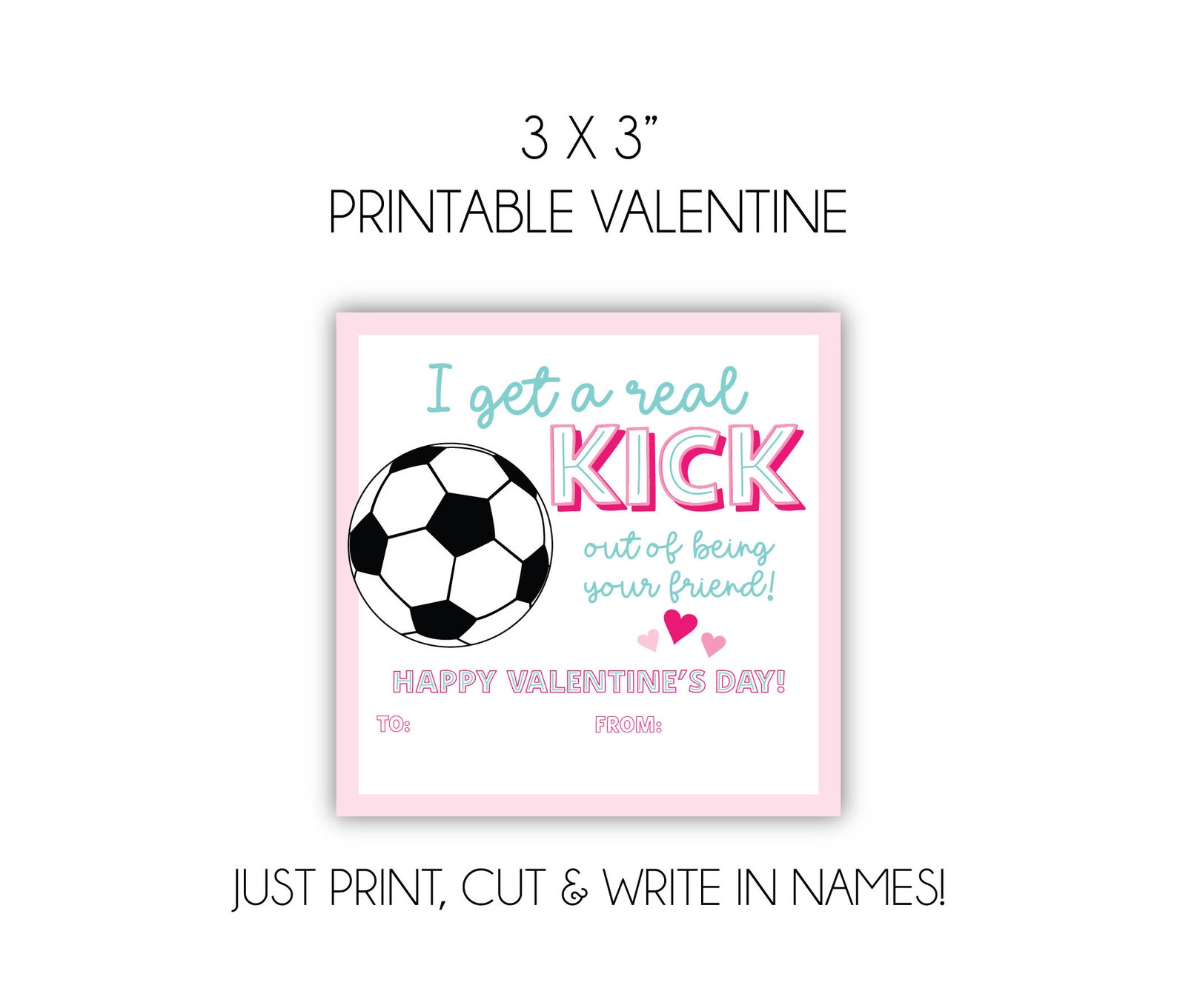 Soccer Valentine Tag Printable | Sports Valentine Favor Tags | Girl ...
