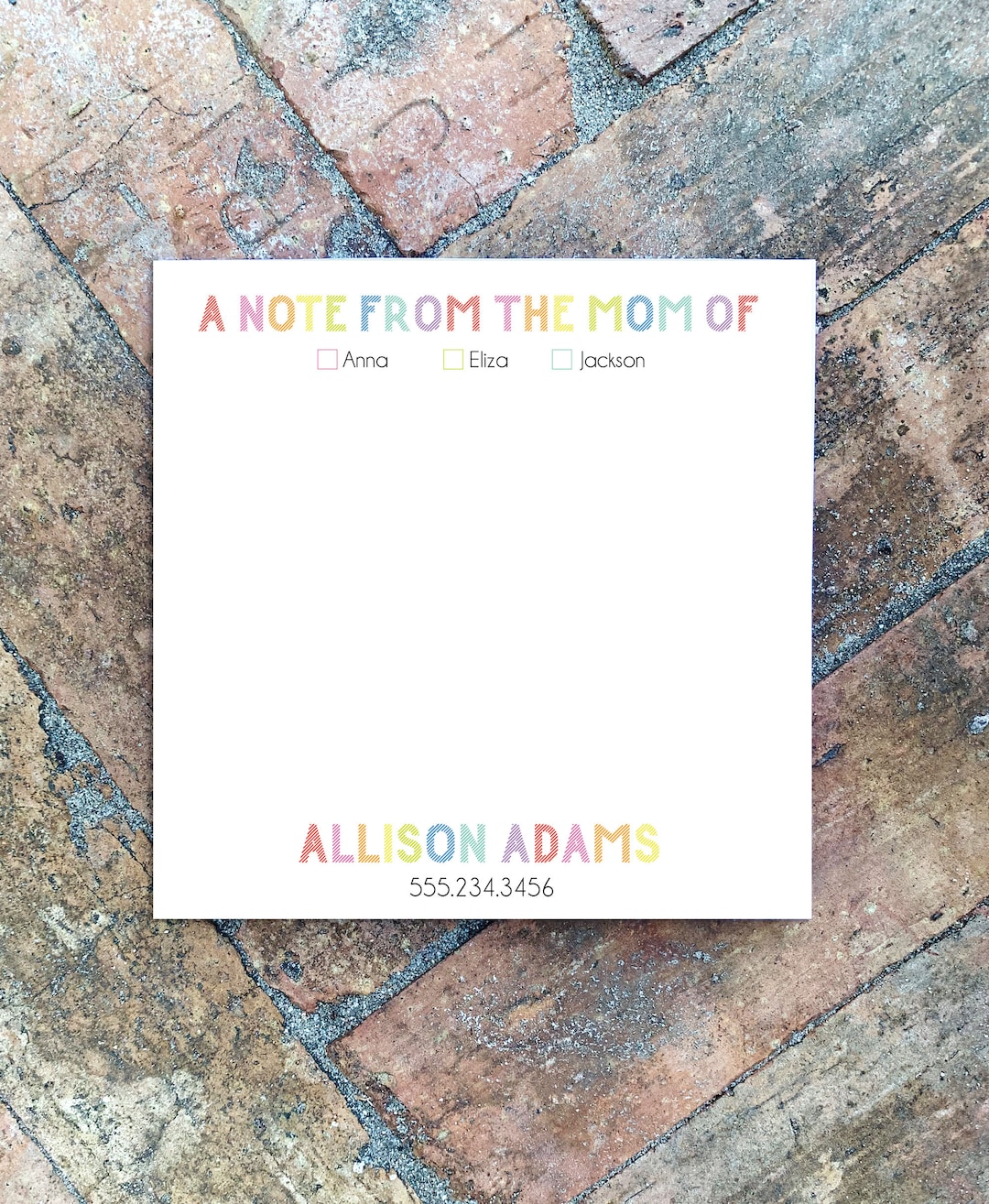 Personalized Mom Notes Notepad | Personalized Stationery | Rainbow ...