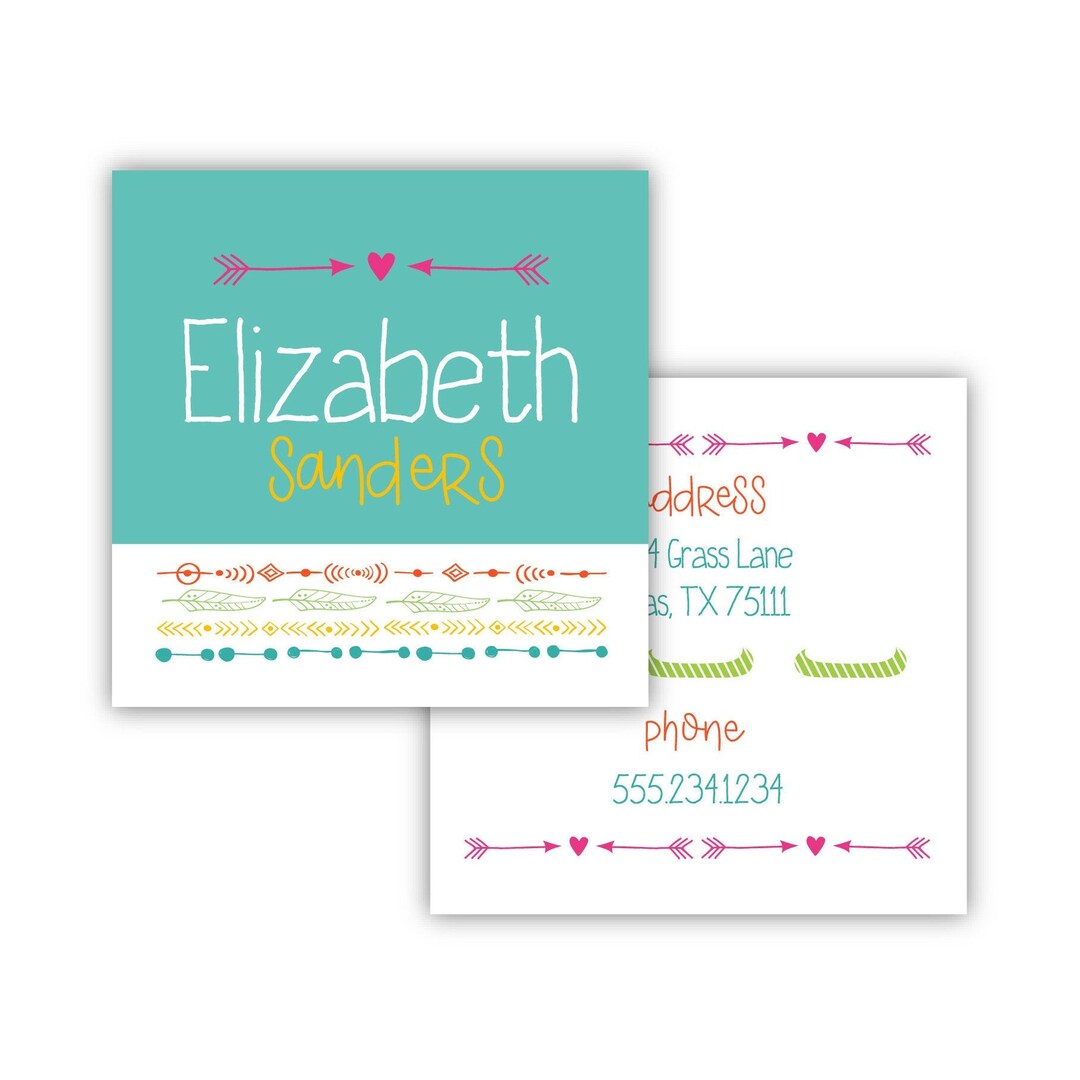 Hearts & Arrows Personalized Camp Card | Kids Calling Cards | Girl Camp ...
