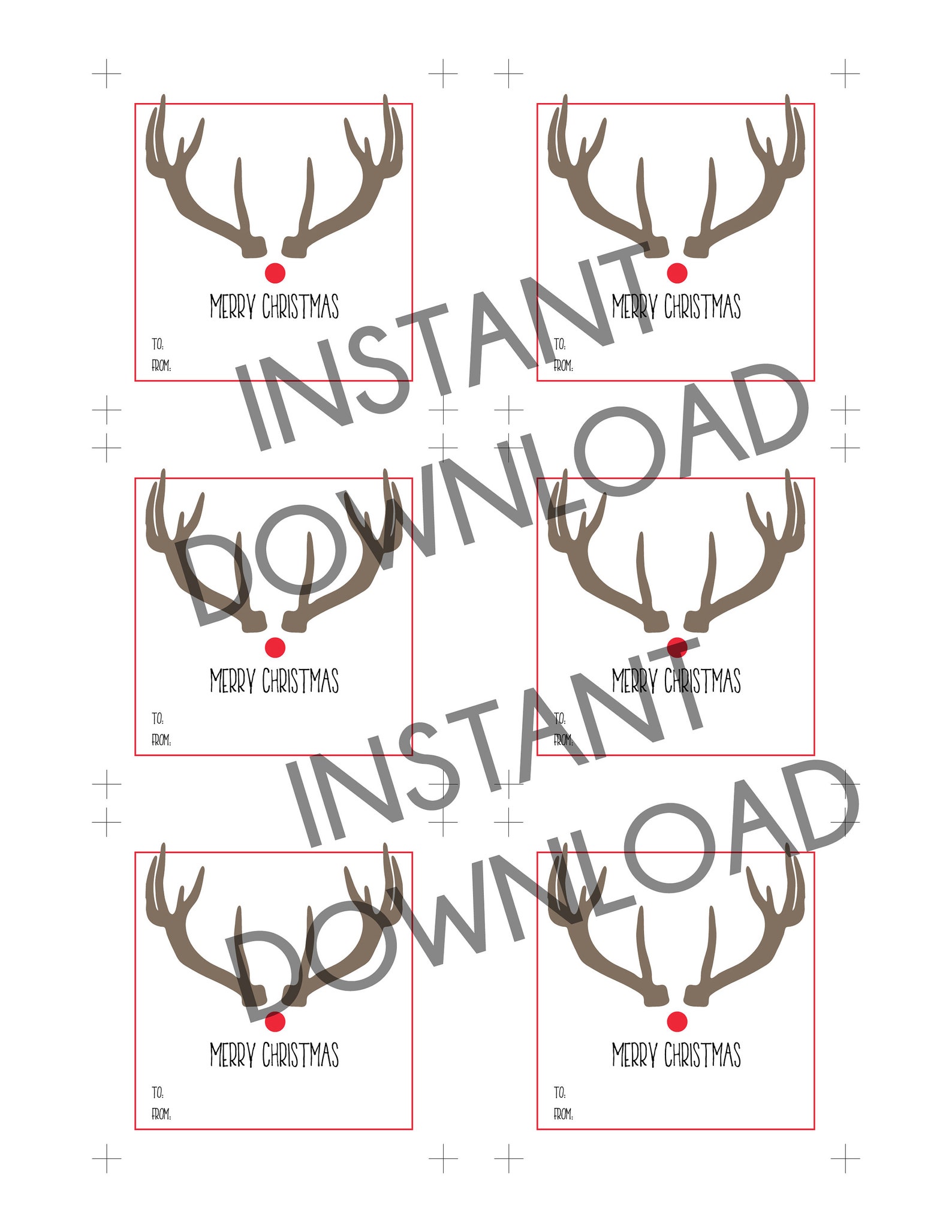 Rudolf Gift Tags Instant Download Printable Rudolf Tags | Etsy