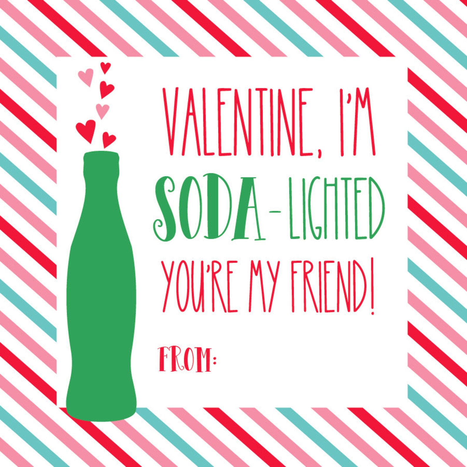 Soda Printable Valentines | Valentine Favor Tags | Valentine Instant ...