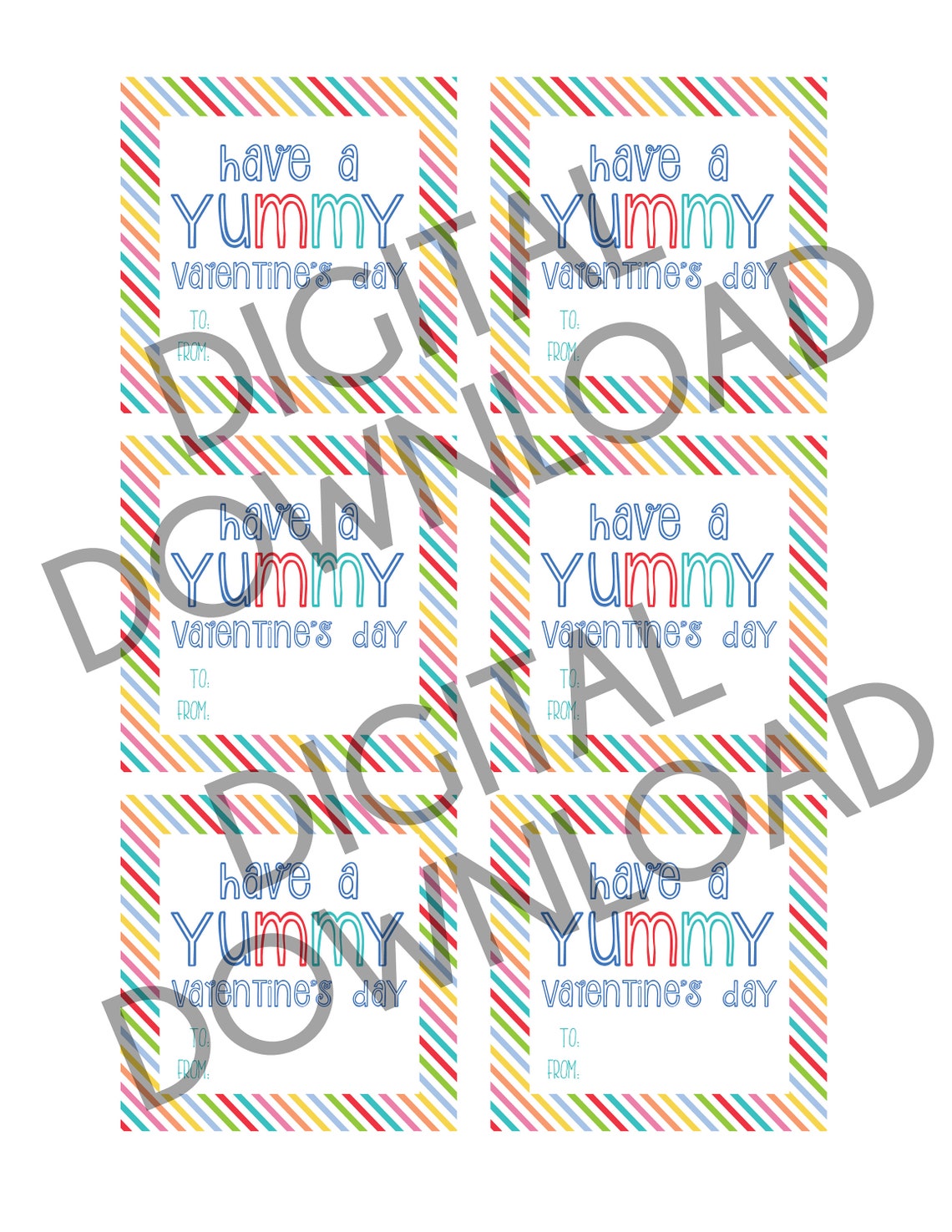 Candy Printable Valentines Valentine Favor Tags Valentine - Etsy