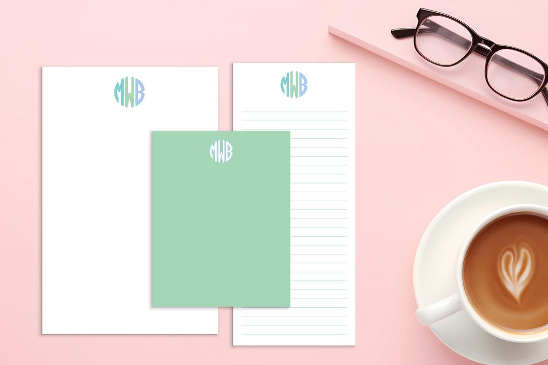 Personalized Notepads | Scallop Monogram Notepad | Custom Lined Notepad ...