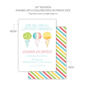 Snowball Birthday Invitation | Snow Cone Invitation | 2nd 3rd 4th ...