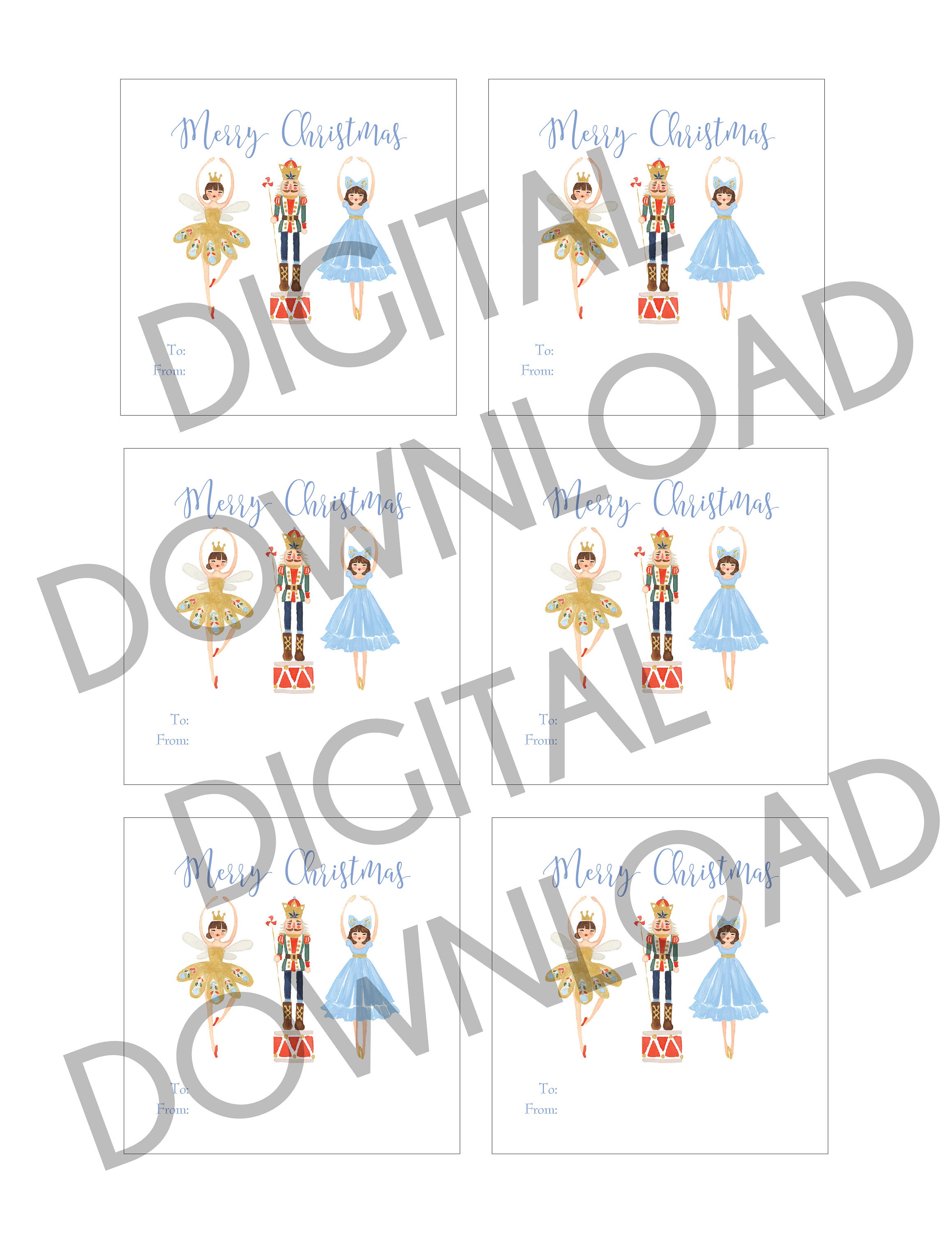 Nutcracker Ballet Gift Tags | Christmas Cards | Christmas Stickers ...