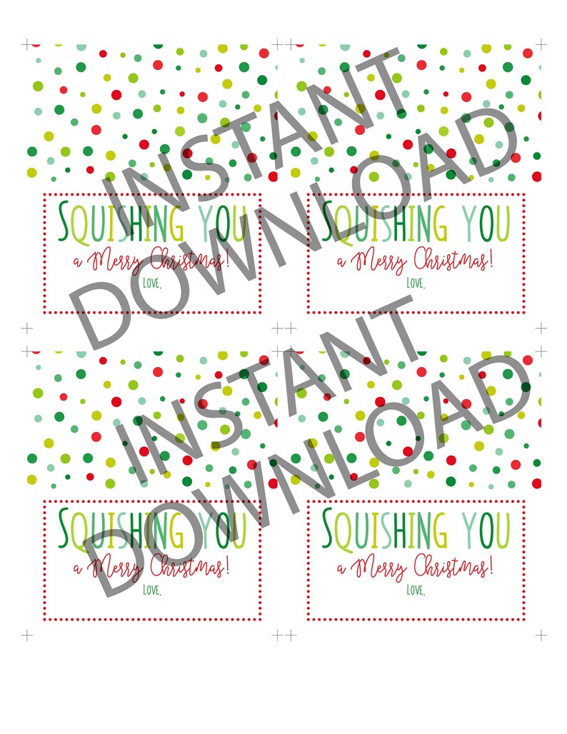 Squishing You A Merry Christmas Topper | Squishy Christmas Printable ...