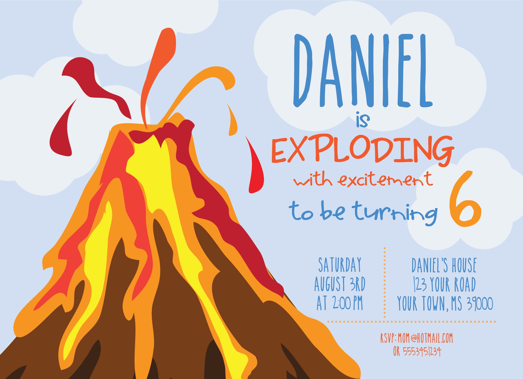 Volcano Birthday Party Invitation DIGITAL Kids Birthday - Etsy Australia