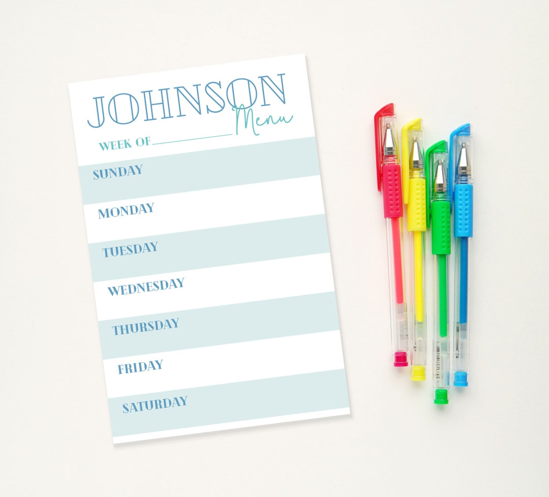 Meal Planner Notepads | Weekly Menu Notepad | Personalized Meal Plan ...