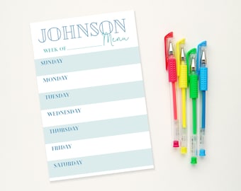 Cute Weekly Meal Plan Notepad Personalized for Family Dinner Menu for ...