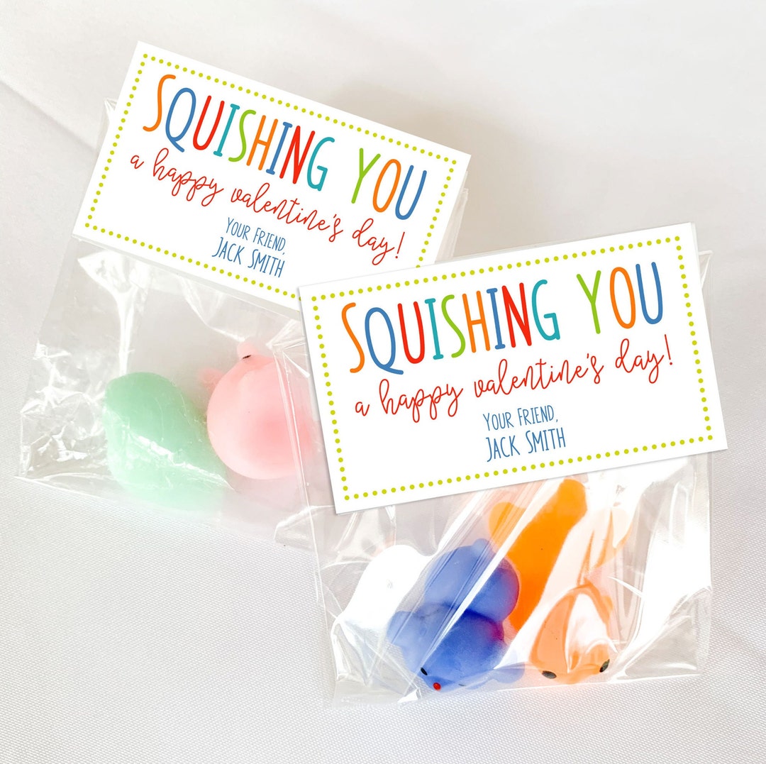 Personalized Valentine Treat Topper Kids Valentine Favor Tag Squishy ...