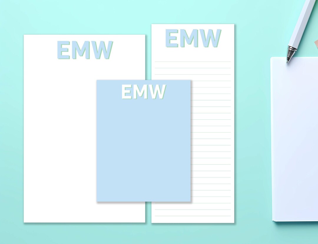 Shadow Monogram Notepads | Modern Monogram | Custom Notepad | Grocery ...