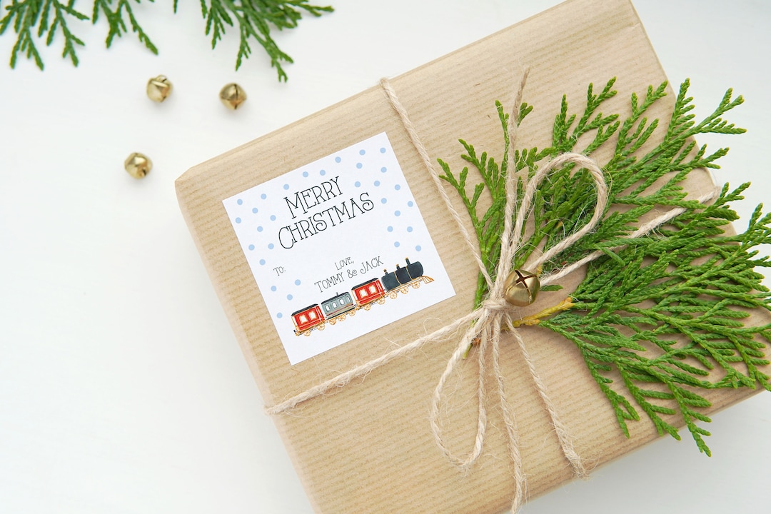 Christmas Train Gift Tags | Watercolor Train Christmas Stickers ...