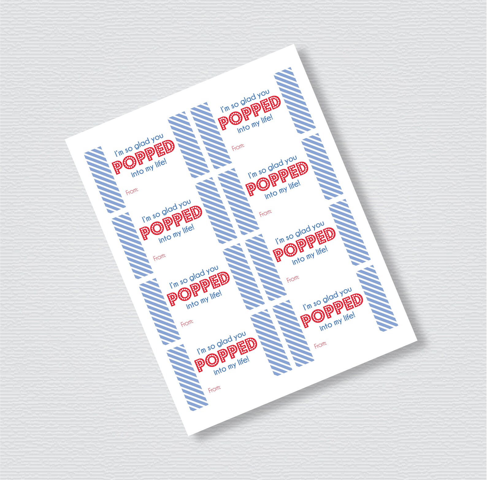 Popcorn Valentine | Favor Tags | Stickers | Printable | Digital ...