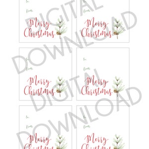 Christmas Pine Branch Gift Tags | Christmas Stickers | Instant Download ...
