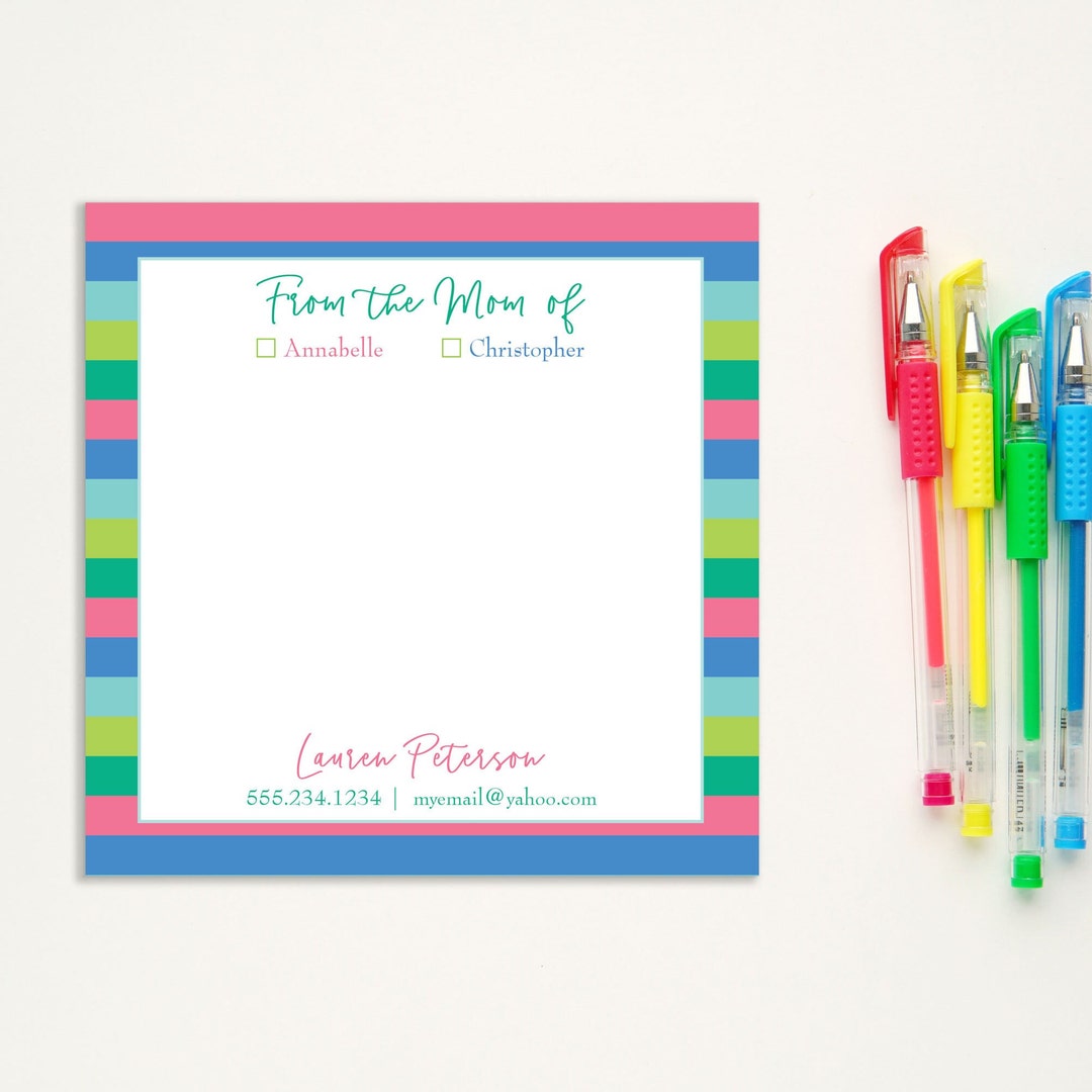 Personalized Mom Notes Notepad | Personalized Stationery | Rainbow ...