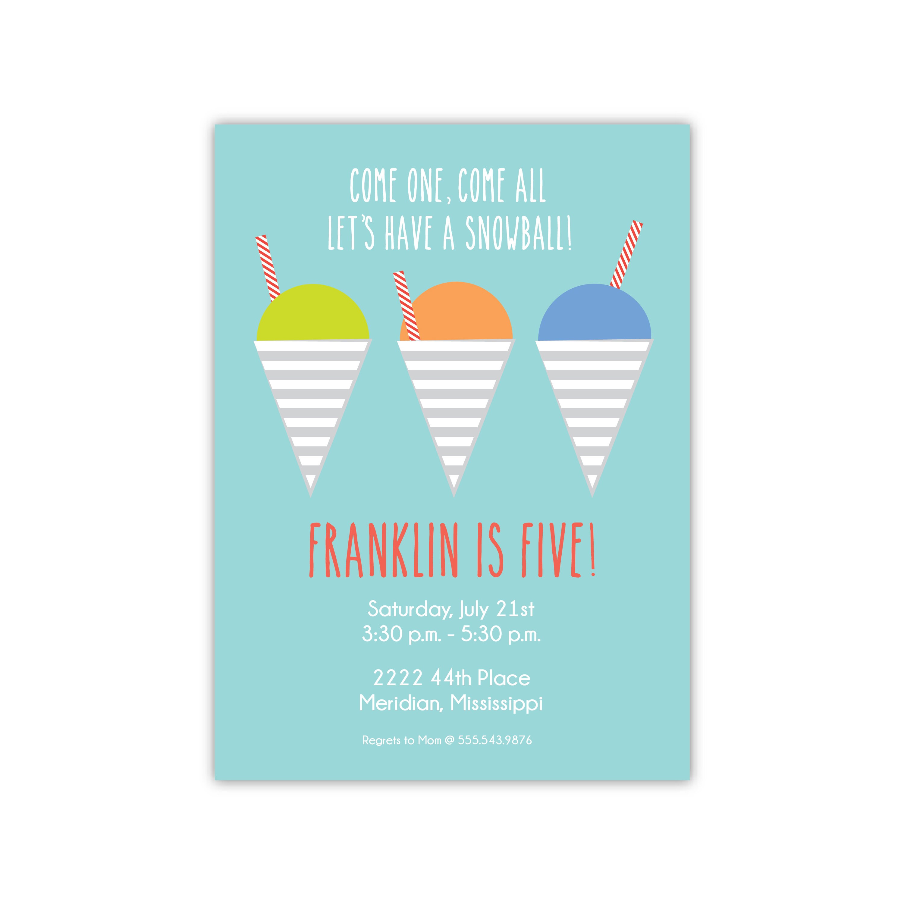 Snow Cone Birthday Party Invitation | Summer Birthday | Snowcone Party ...