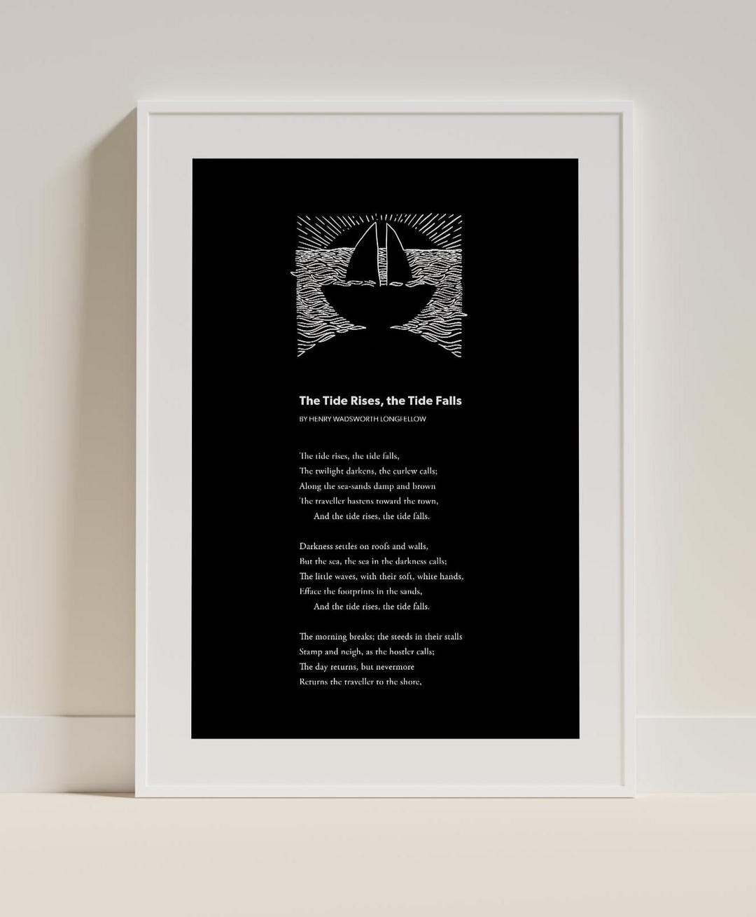 Longfellow Poem Print: the Tide Rises, the Tide Falls - Etsy
