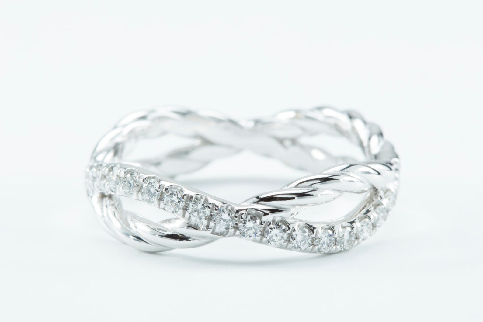 14K White Gold Diamond Infinity Ring Infinity Knot Diamond - Etsy