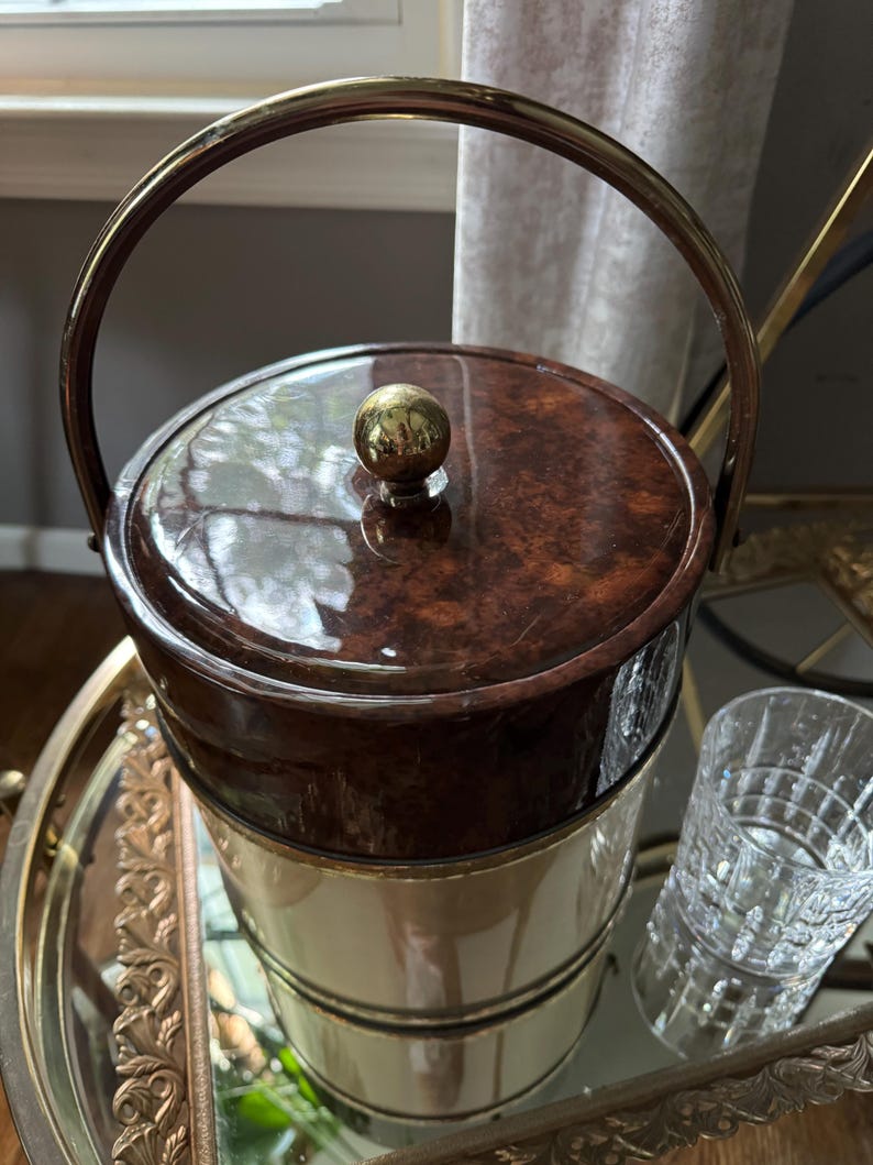 Vintage Ice Bucket With Metal Detail and Flux Tortoise Shell - Etsy