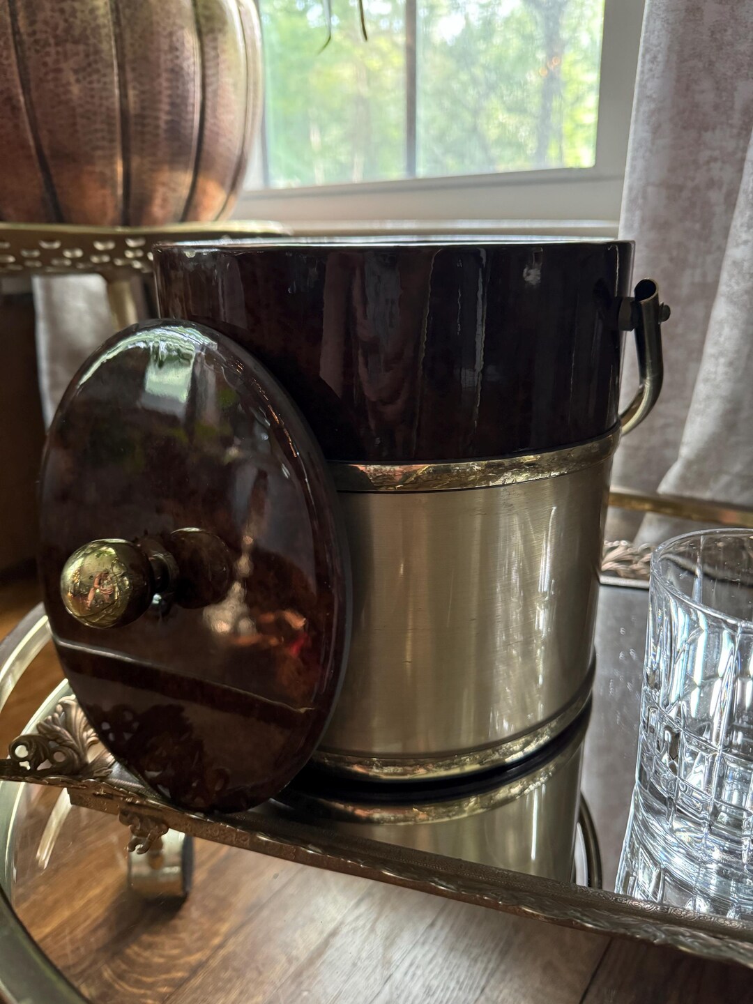 Vintage Ice Bucket With Metal Detail and Flux Tortoise Shell - Etsy