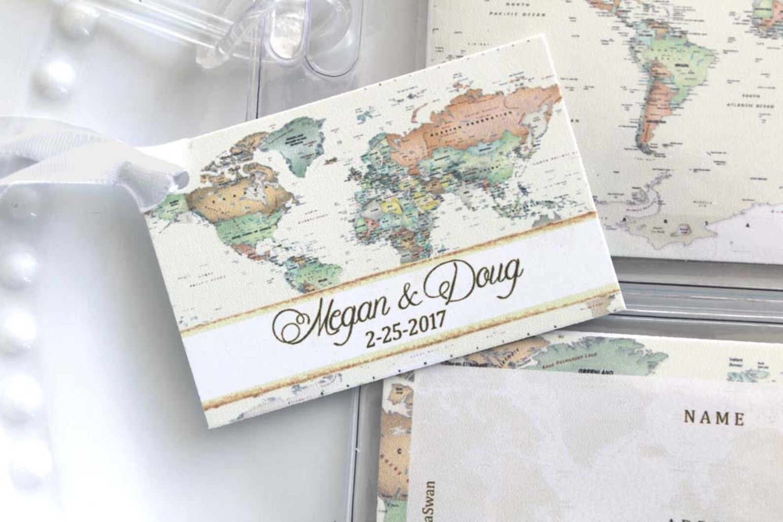 World Map Luggage Tag Favors 70 at 1.75 Ea. With Vinyl - Etsy