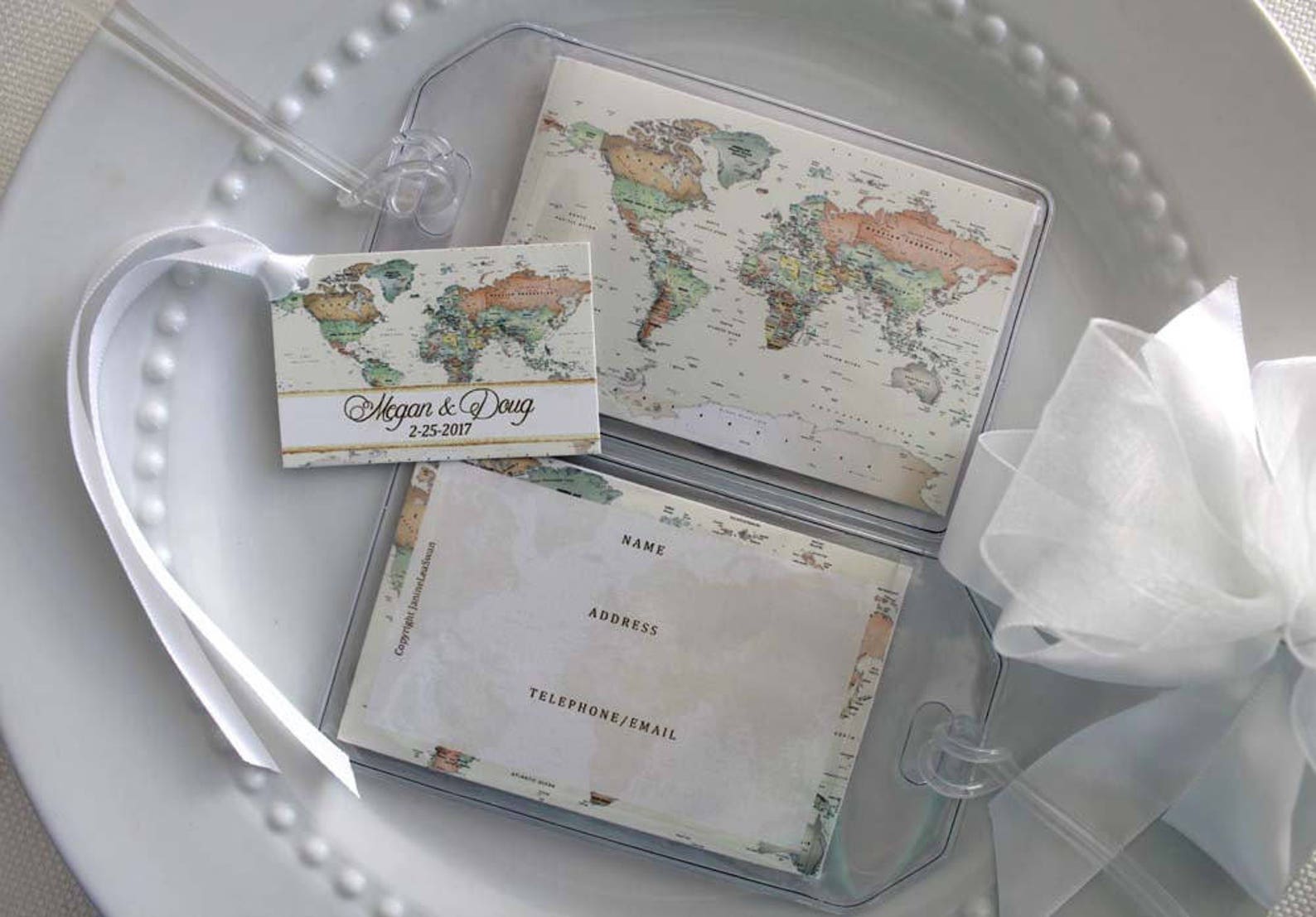 World Map Luggage Tags 210 at 1.75 Ea. Vinyl Pouches ID | Etsy