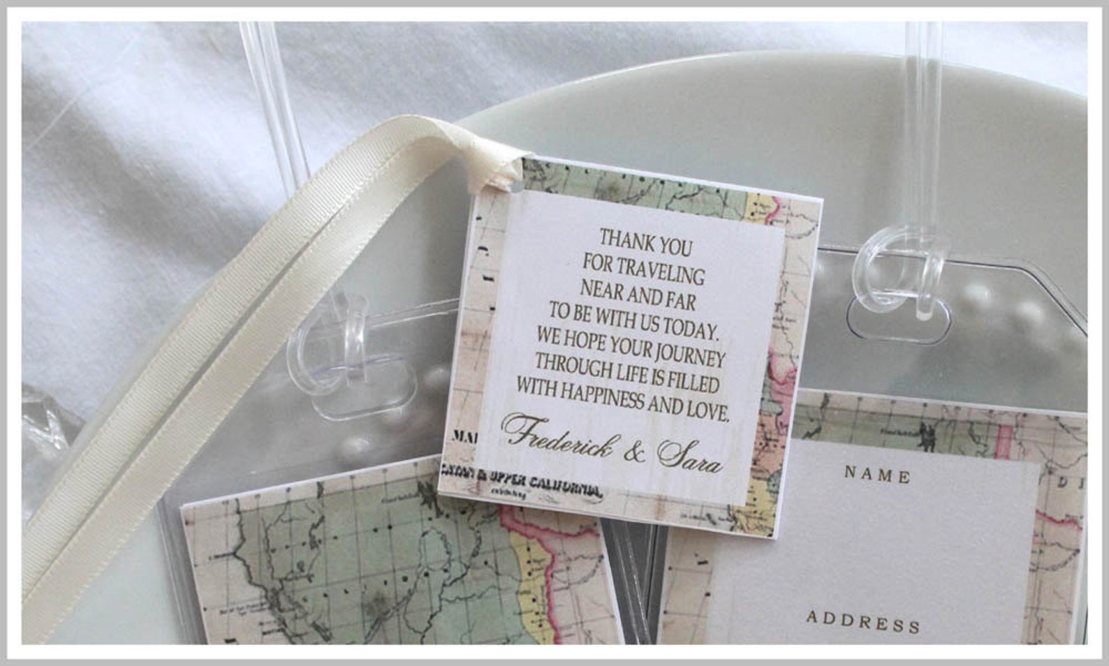 Vintage California Map Luggage Tags Favors With Custom Names 50 at 2.25 ...