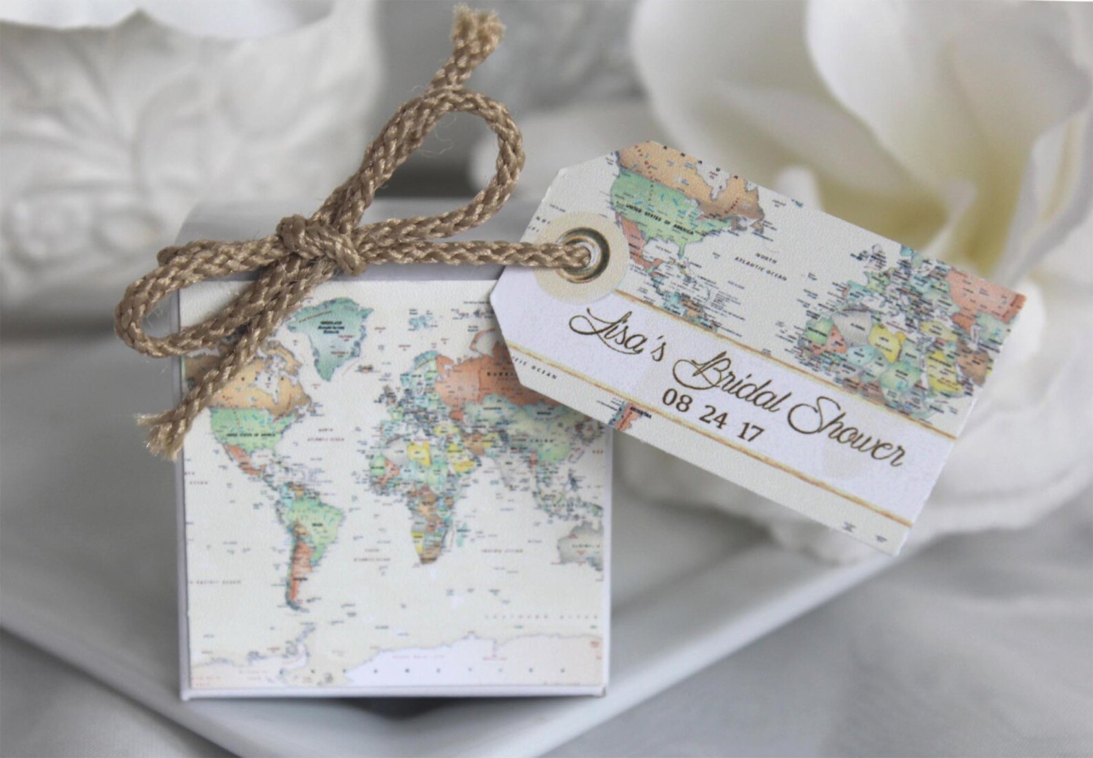 World Map Favor Boxes Elegant Wrap Map 50 at 1.25 Ea. 2 Inch | Etsy