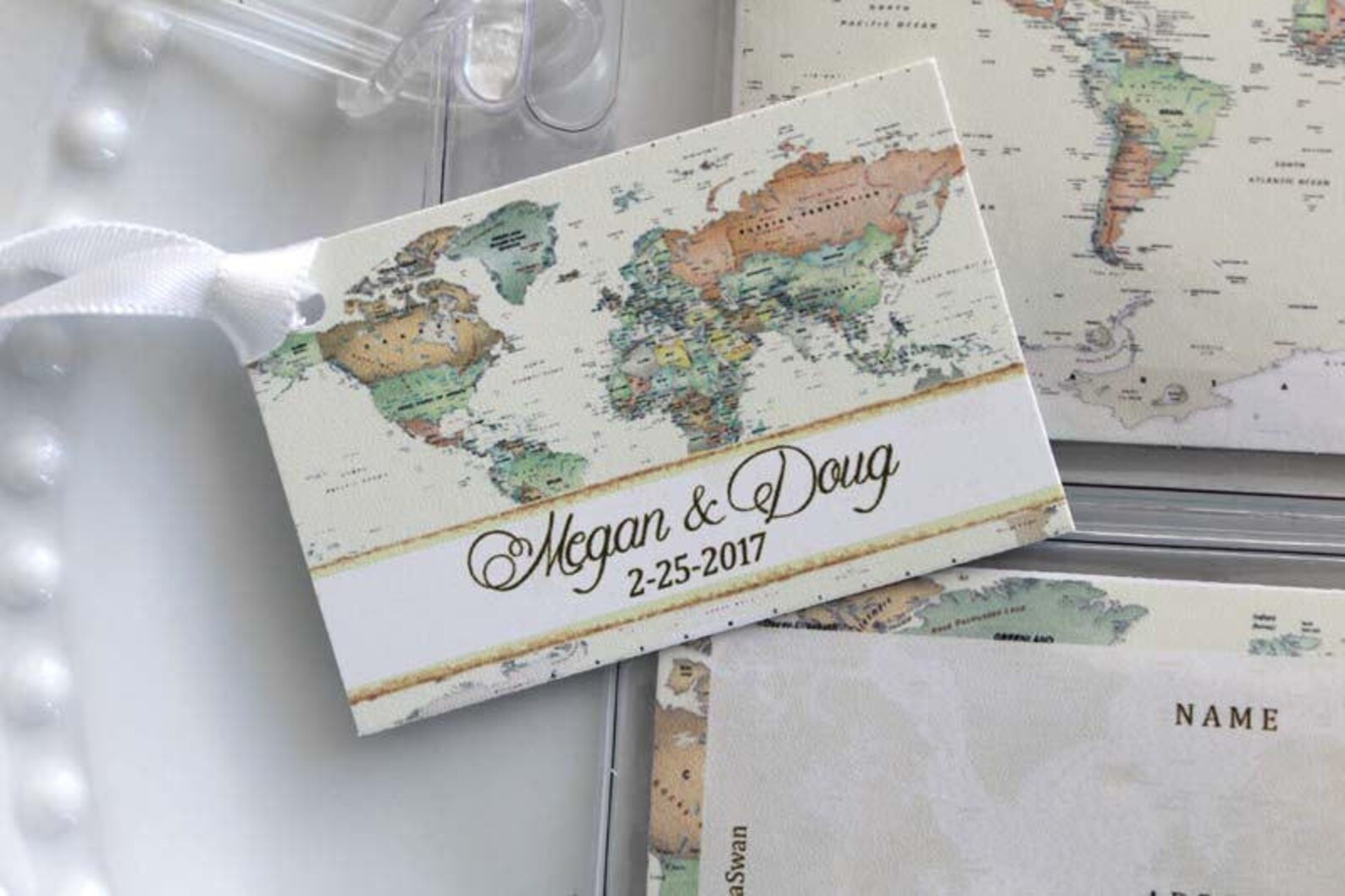 World Map Luggage Tags 210 at 1.75 Ea. Vinyl Pouches ID | Etsy