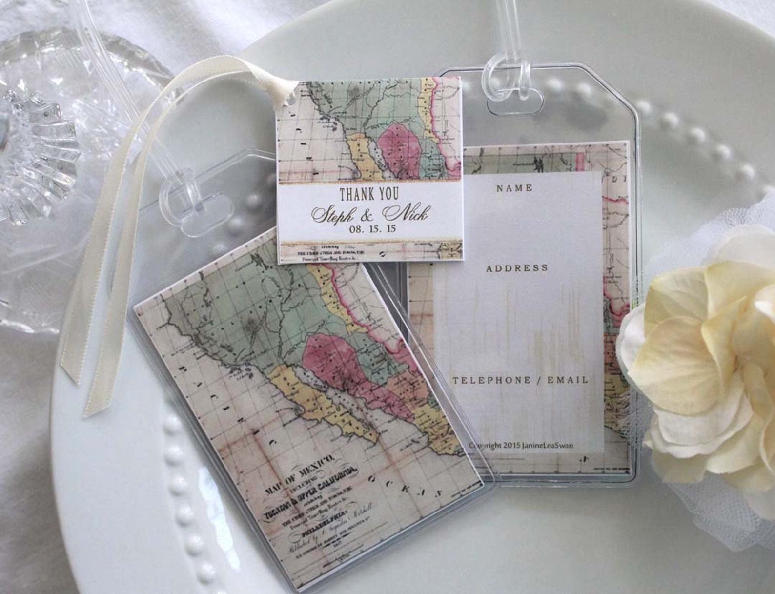 Vintage California Map Luggage Tags Favors With Custom Names 50 at 2.25 ...