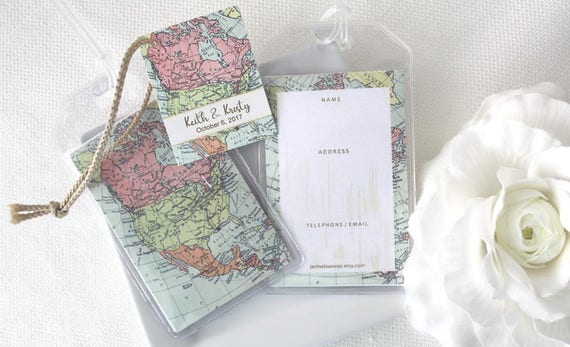 World Map Luggage Tags 210 at 1.75 Ea. Vinyl Pouches ID | Etsy