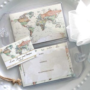 World Map Luggage Tag Favors 70 at 1.75 Ea. With Vinyl Pouches ...