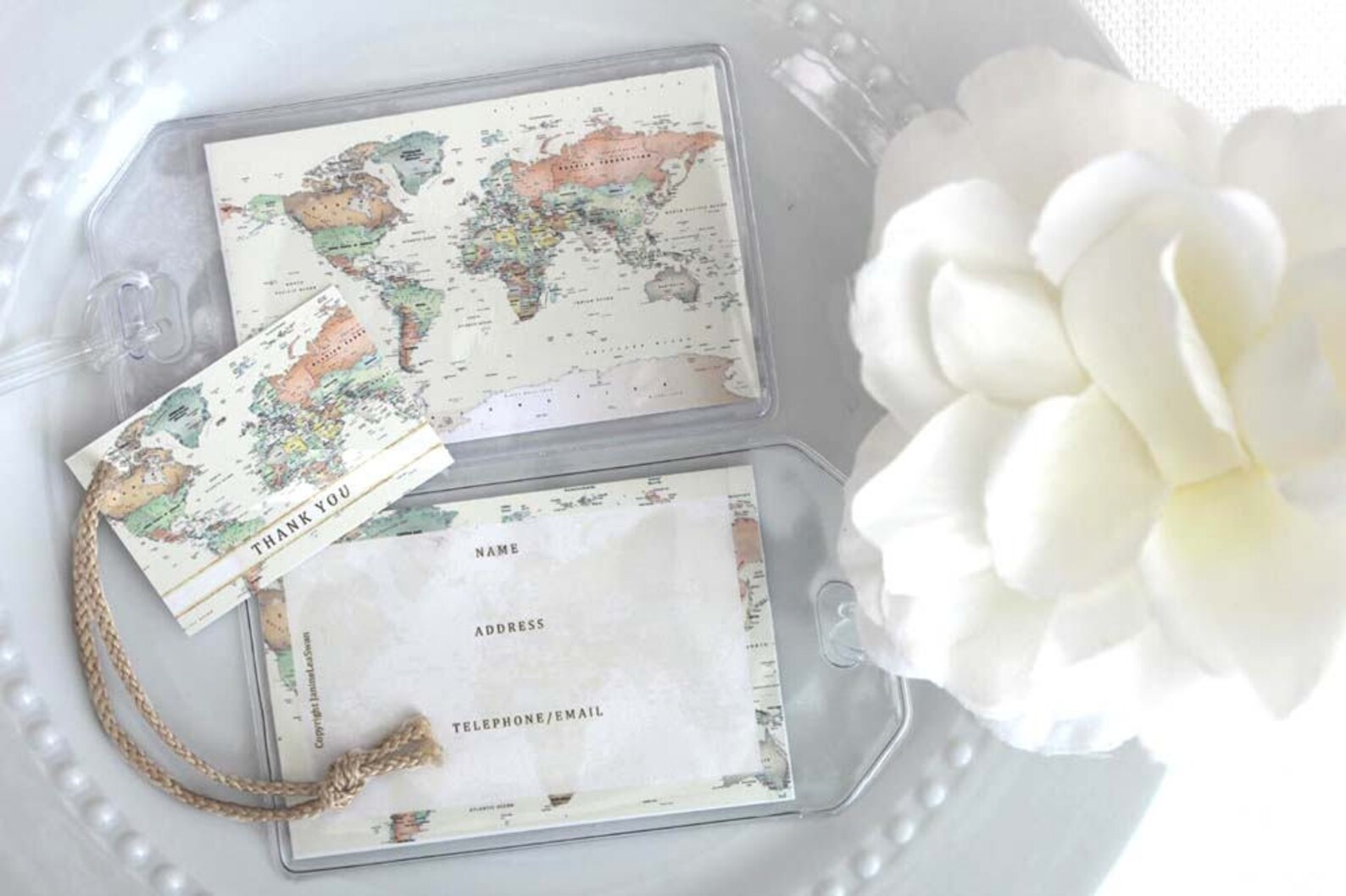 World Map Luggage Tags 55 at 1.50 Ea. Vinyl Pouches ID Backs - Etsy