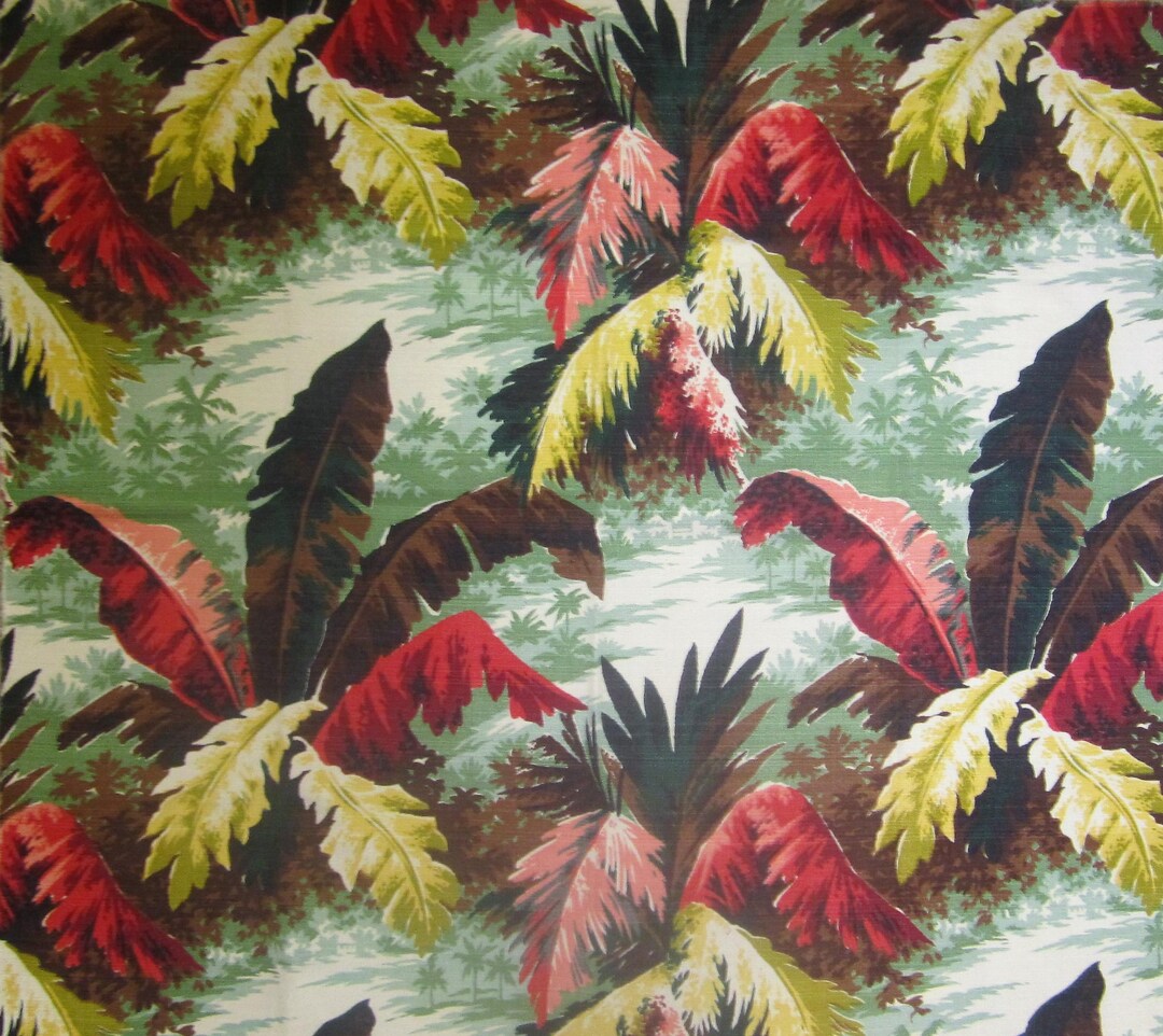 1930s TROPICAL FLORA GENRE Barkcloth 3 Sizeable Pieces - Etsy