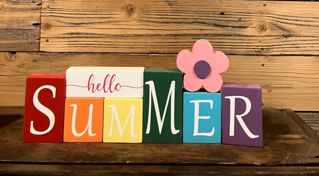 Wood Hello SUMMER Blocks, Summer Decor, Summer Mantel Decor, Home Decor ...