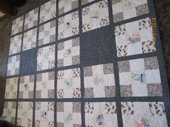 Alphabet Panel Queen Size Quilt | Etsy