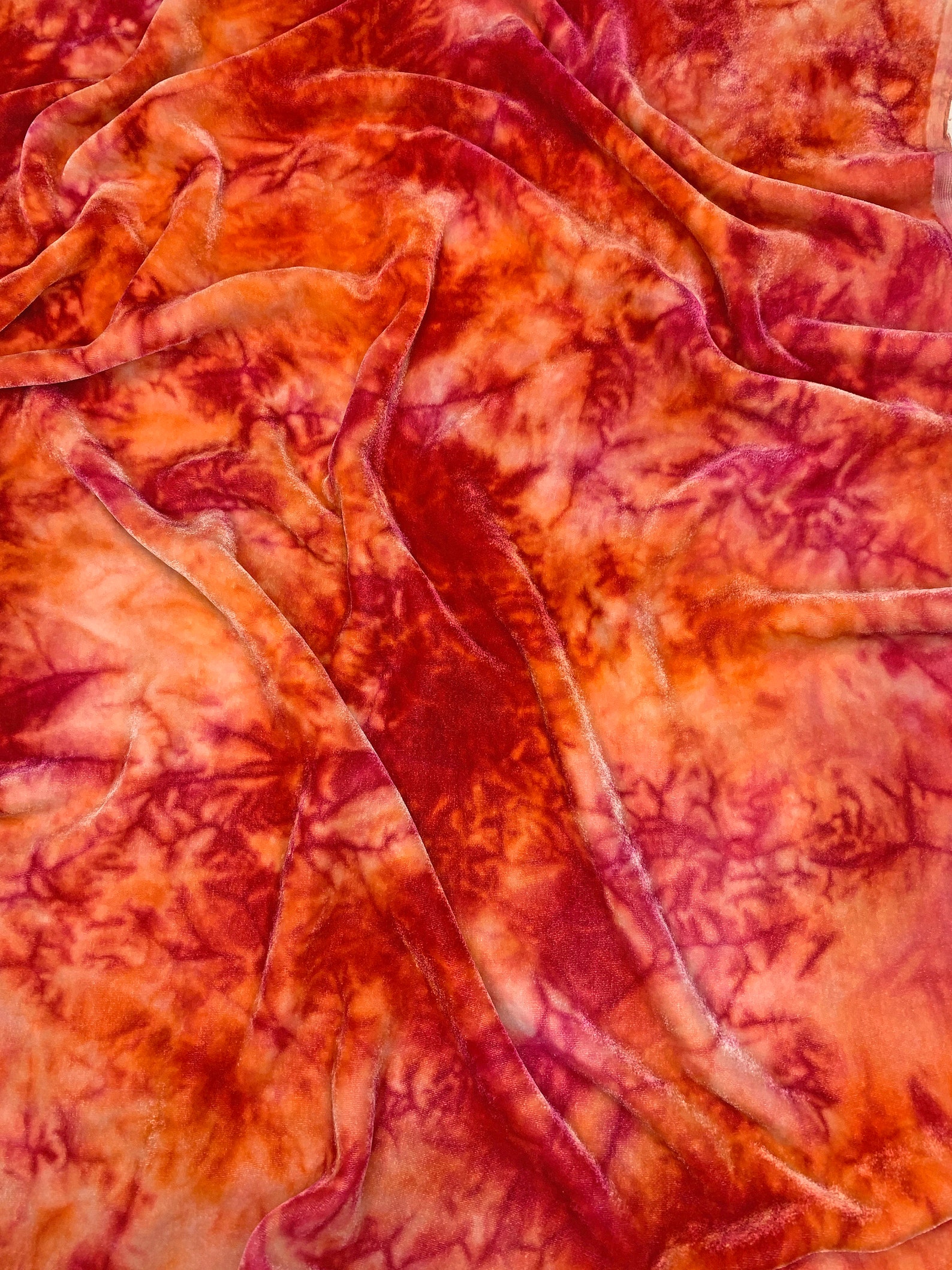 Tie Dye Velvet Hand Dyed Velvet Yardage Orange Velvet - Etsy