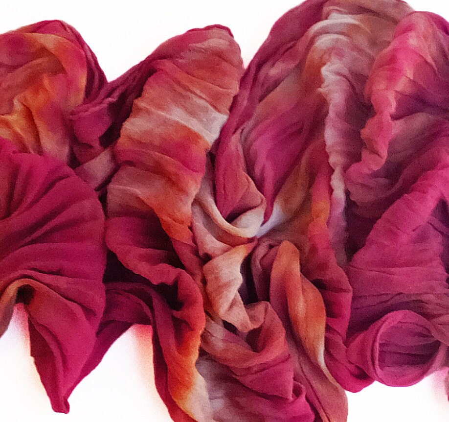 Red Scarf Red Silk Scarf Red Chiffon Scarf Red Crinkle - Etsy UK