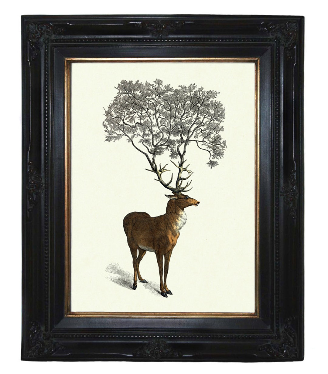 Deer Stag Hannibal Art Print Tree Growing From Antlers - Dark Academia ...