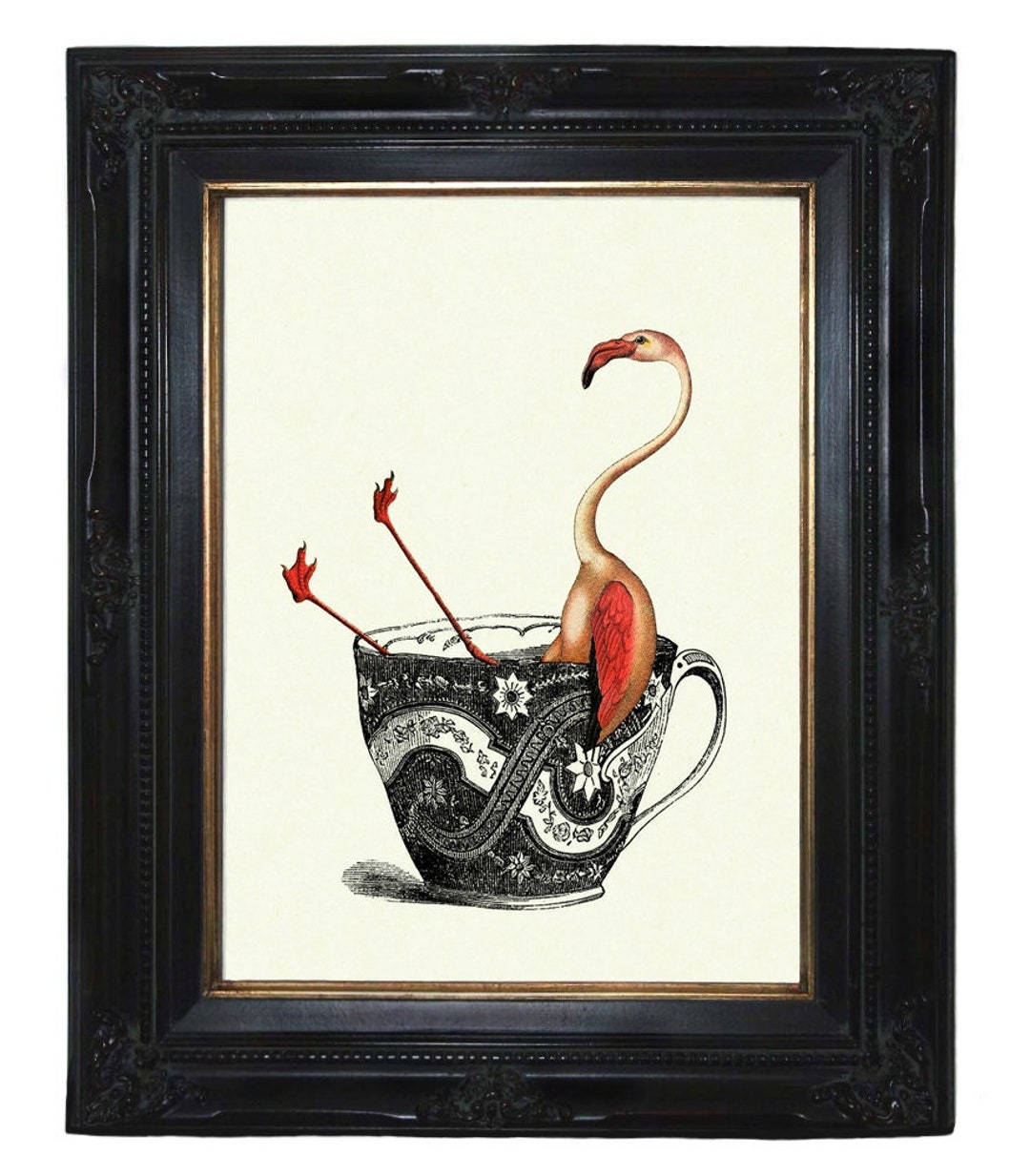 Pink Flamingo Bathing in a Tea Cup Party Cottagecore - Victorian ...