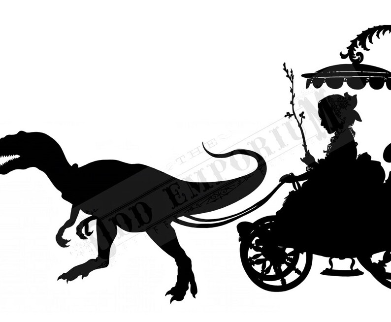 Silhouette Girl Pet Dinosaur Raptor Velociraptor Carriage Victorian ...