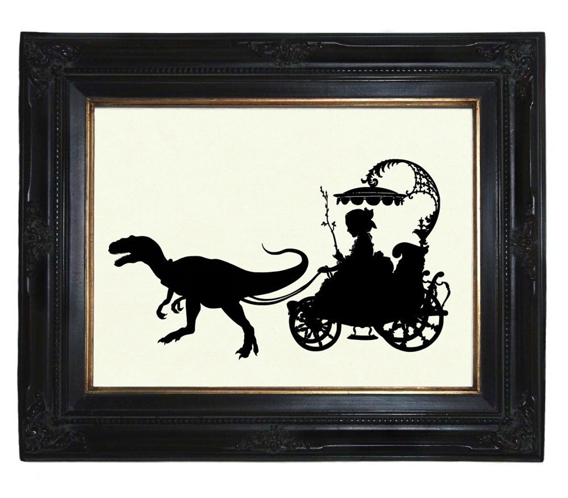 Silhouette Girl Pet Dinosaur Raptor Velociraptor Carriage Victorian ...