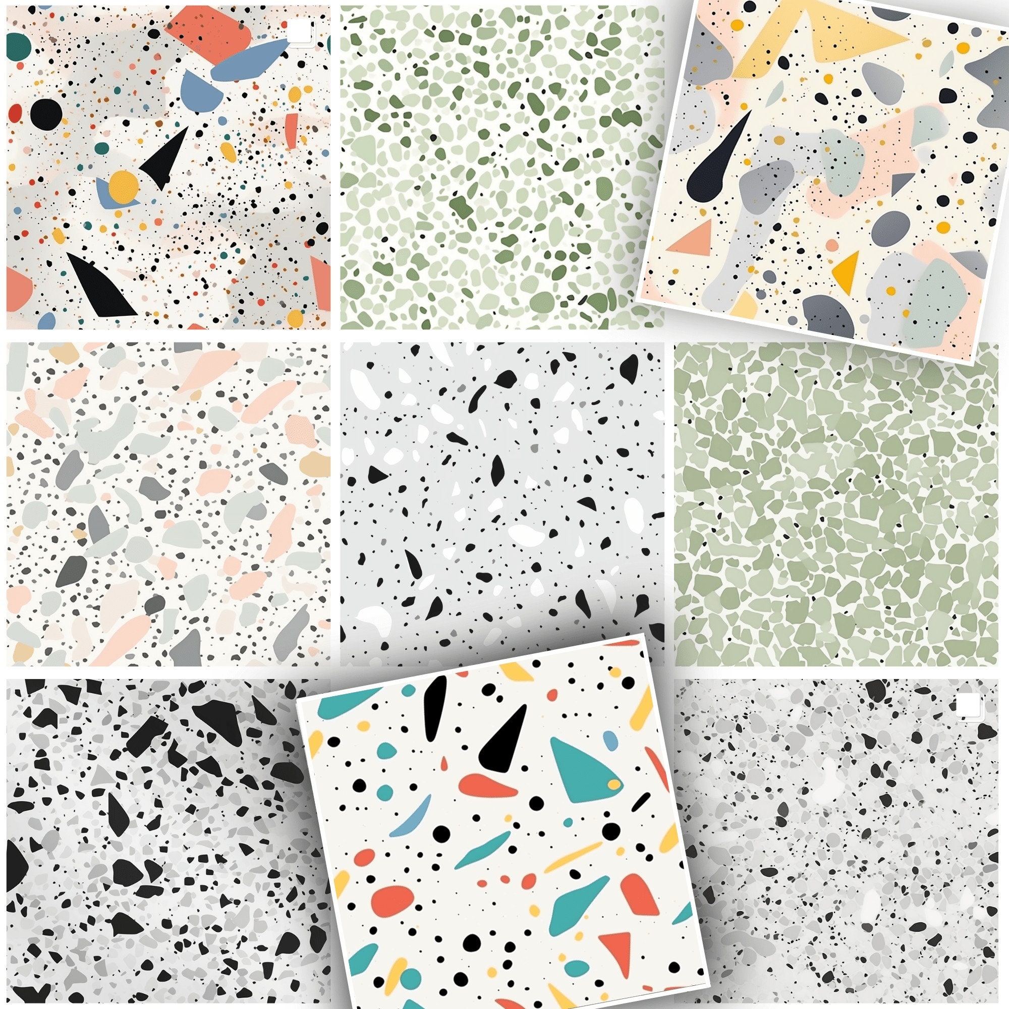 50 Terrazzo Seamless Patterns, Retro, Digital Paper, Tile Pattern ...