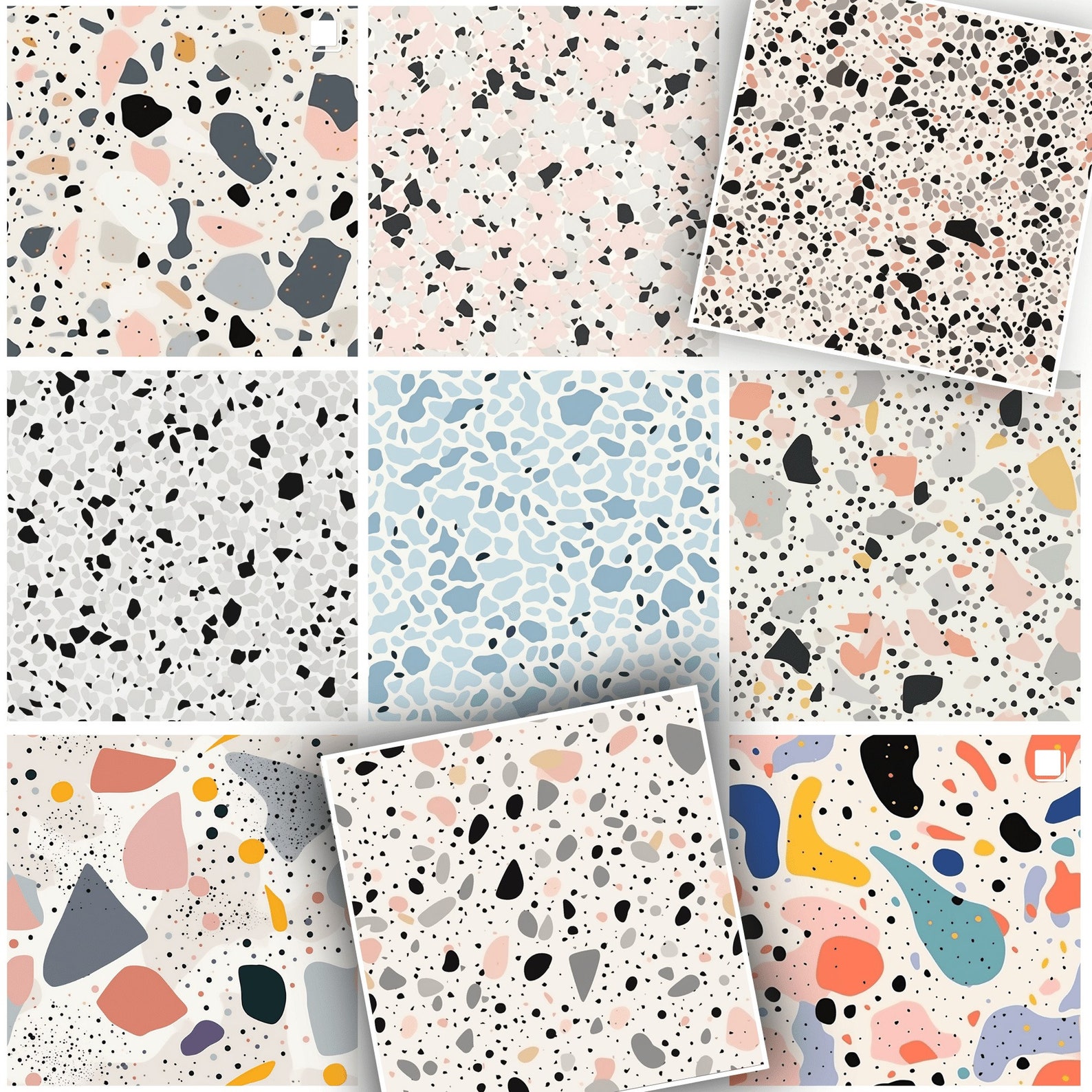 50 Terrazzo Seamless Patterns, Retro, Digital Paper, Tile Pattern ...