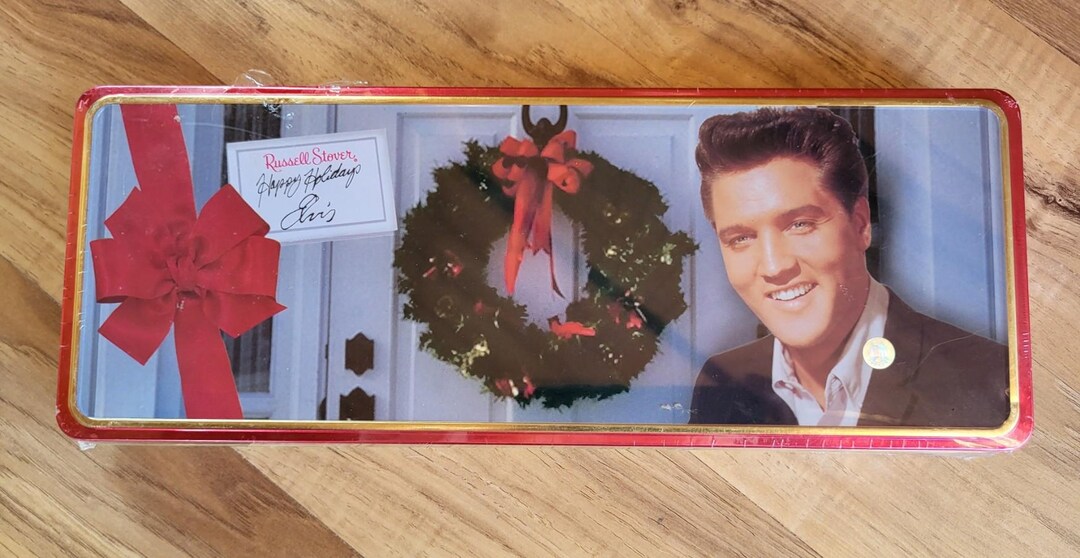 Vintage Russell Stover Elvis Presley Happy Holidays Tin With Candy ...
