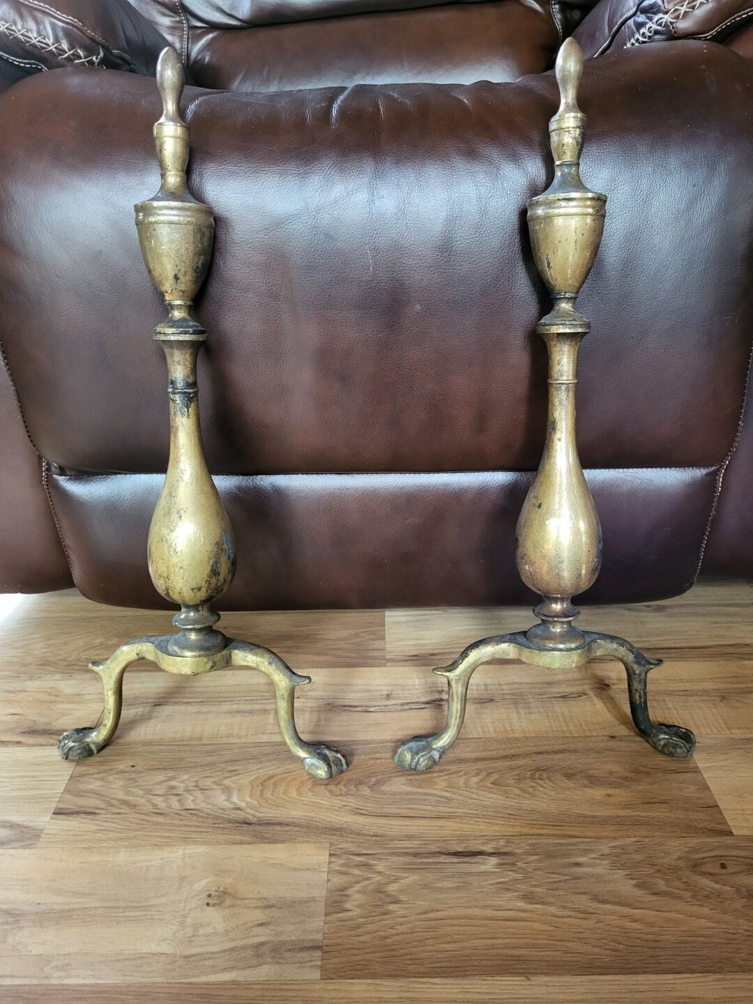 Vintage Antique Brass Fireplace Andirons With Claw Feet - Etsy