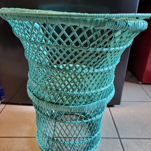 Vintage Kids Turquoise Wicker Chair - Etsy