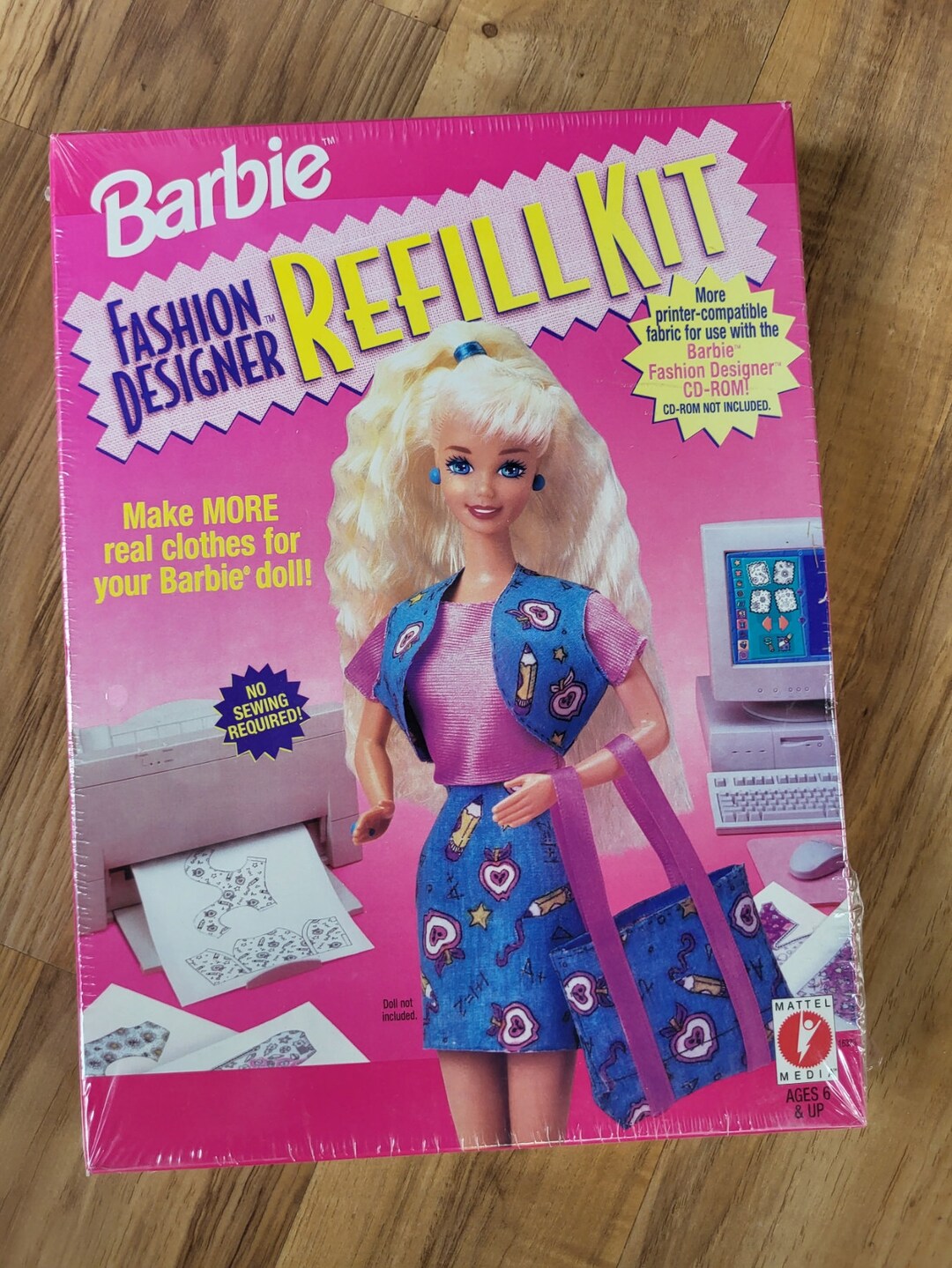 1996 Mattel Barbie Fashion Designer Printer-compatible Fabric Refill ...
