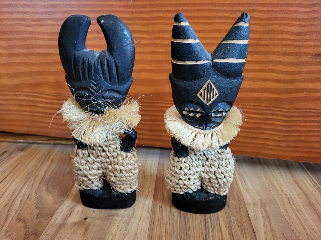 Vintage African Hand Carved Wooden Rain God Water Spirit Folk Art ...